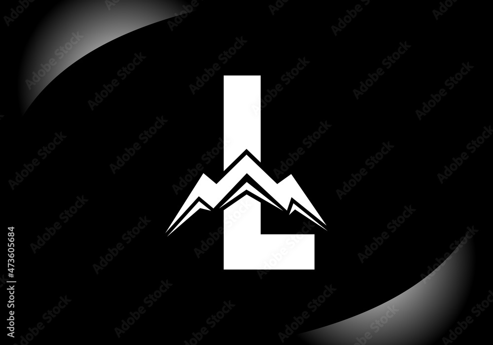 Letter L monogram alphabet with the mountain peak. Mountain Logo sign ...