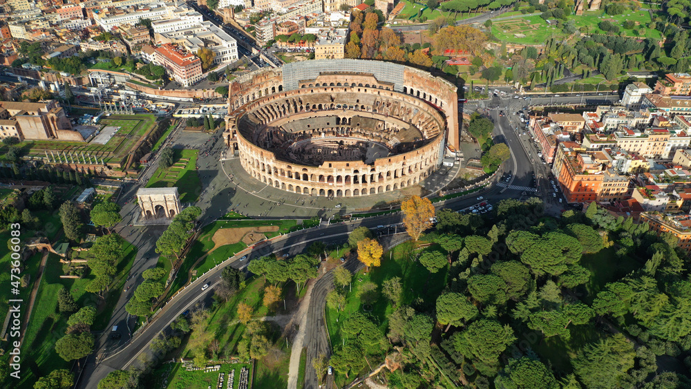 Aerial drone photo of iconic ancient Roman Gladiatorial arena world ...