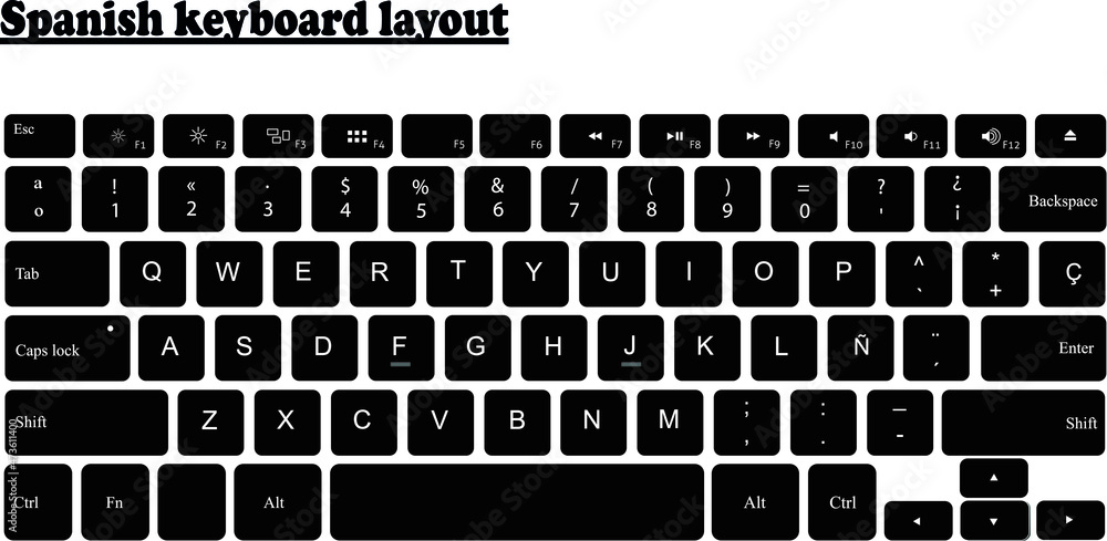 Spanish keyboard layout - Isolated Vector Illustration Stock Vector ...