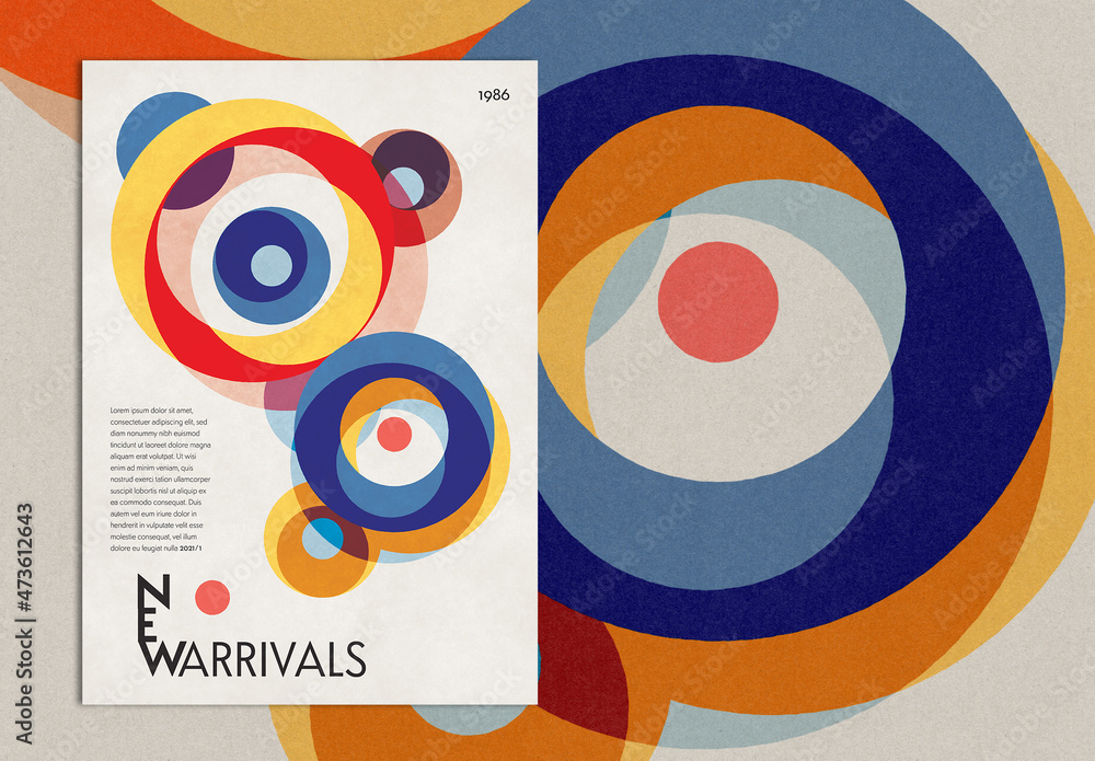 Mid Century Modern Minimalist Abstract Poster Layout Design of Bauhaus ...