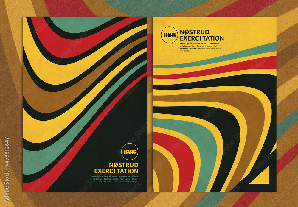 Colorful Geometric Posters Layout Formed with Distorted Lines Shape ...