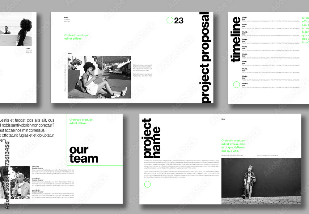 Black and White Pitch Deck with Bold Text Stock Template | Adobe Stock