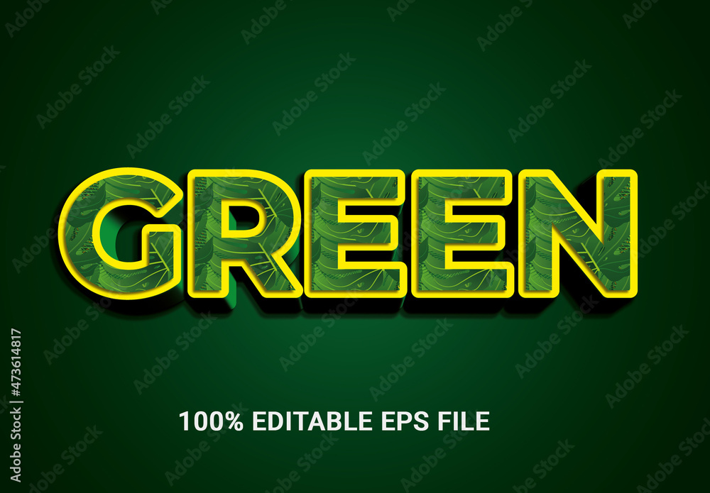 Green Text Effect Design with Shadow Stock Template | Adobe Stock