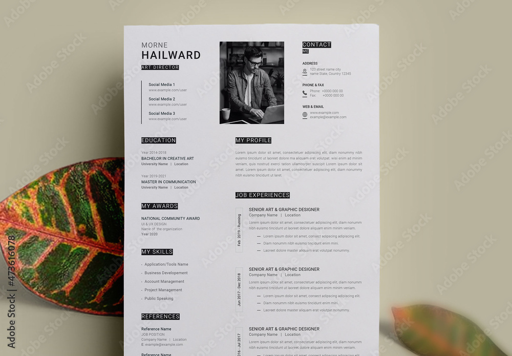Professional Resume & Cover Letter Layout Stock Template | Adobe Stock
