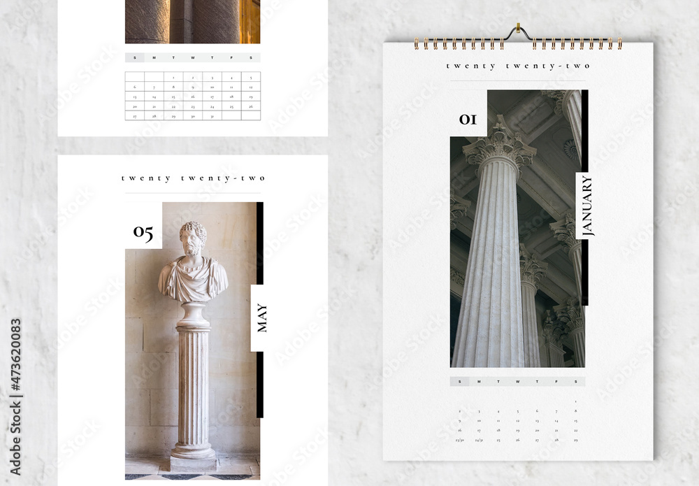 Wall Calendar 2022 Layout Stock Template | Adobe Stock