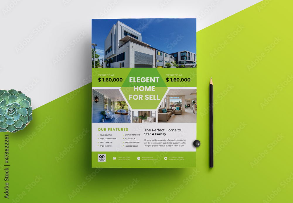 Simple Real Estate Flyer Layout Stock Template | Adobe Stock