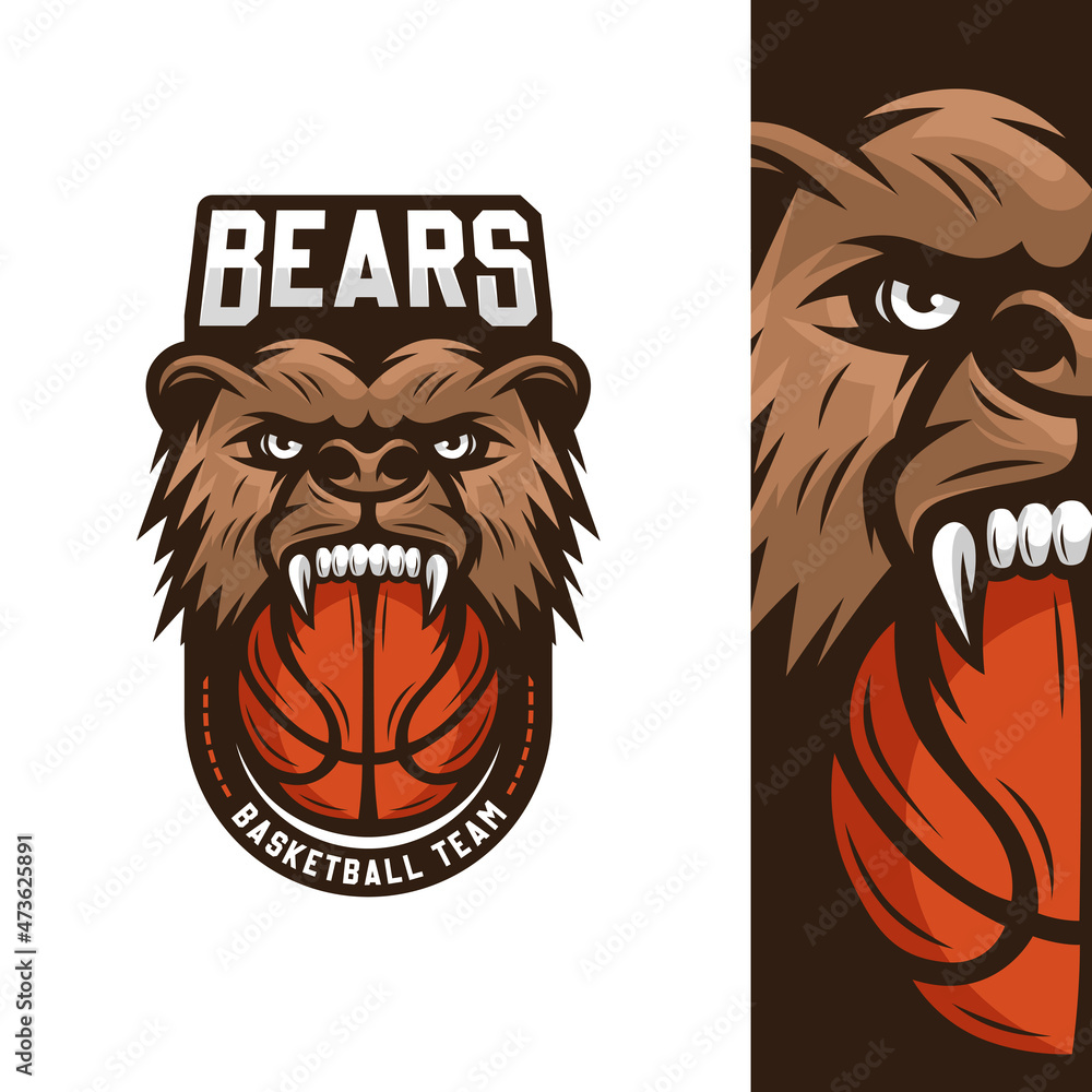 Bear Basketball Sports Mascot Logo Design Stock Vector | Adobe Stock