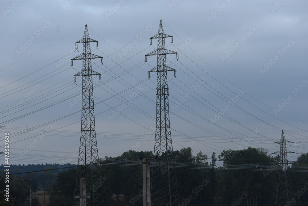 energy supply with a 380 kv power line Stock Photo | Adobe Stock