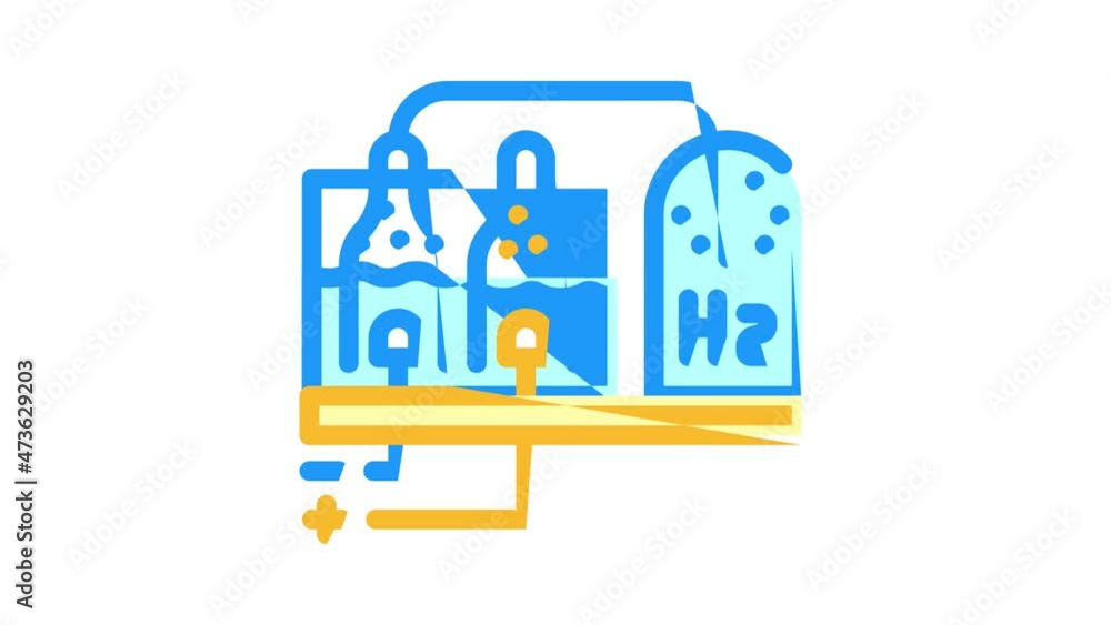hydrogen production process animated color icon hydrogen production ...