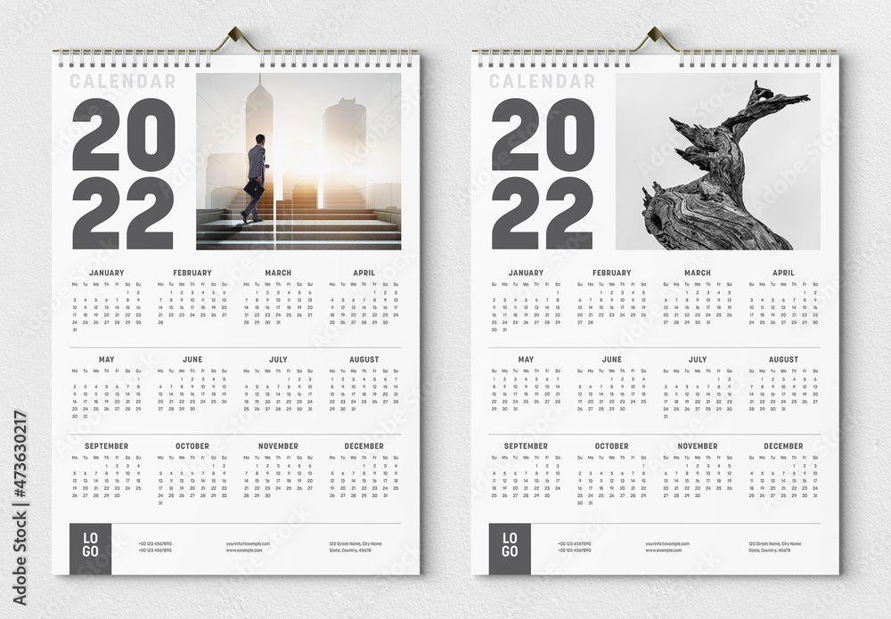 Wall Calendar 2022 Layout Stock Template | Adobe Stock