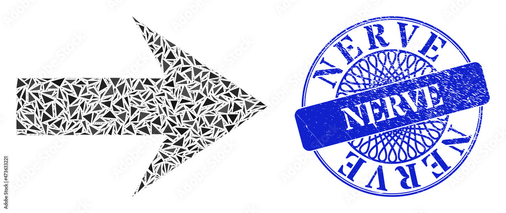 Arrow right collage of triangle particles, and Nerve textured badge ...