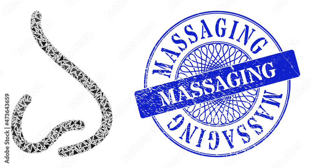 Human nose mosaic of triangle items, and Massaging grunge stamp seal ...