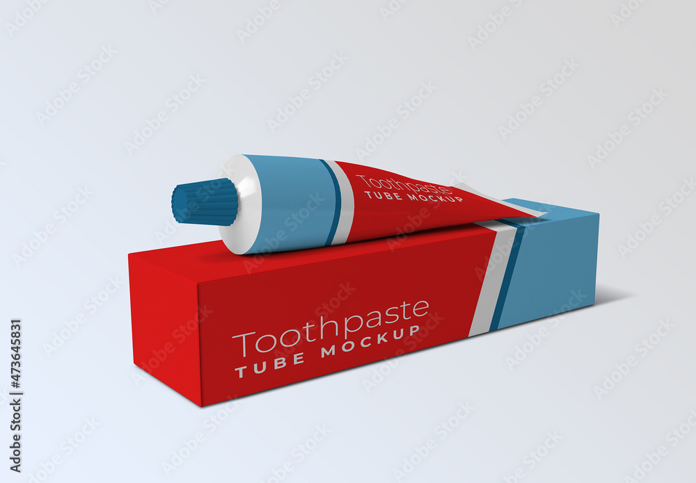 Toothpaste Tube on Top of Box Mockup Stock Template | Adobe Stock