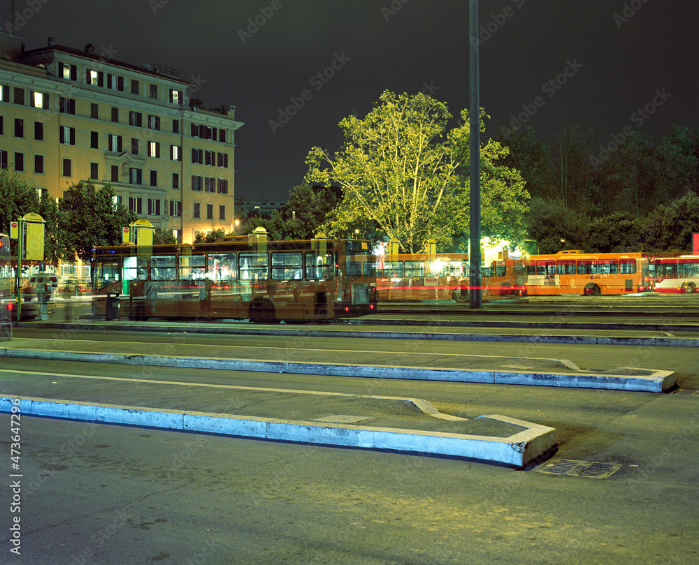Roman City Bus Transit Station Terminal Long-Exposure Stock Photo ...