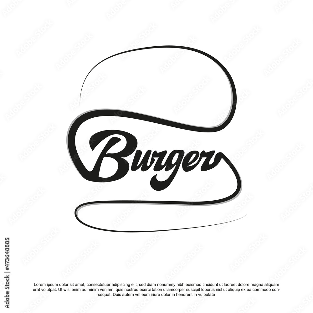 burger lettering logo design. Burger calligraphy vector illustration ...