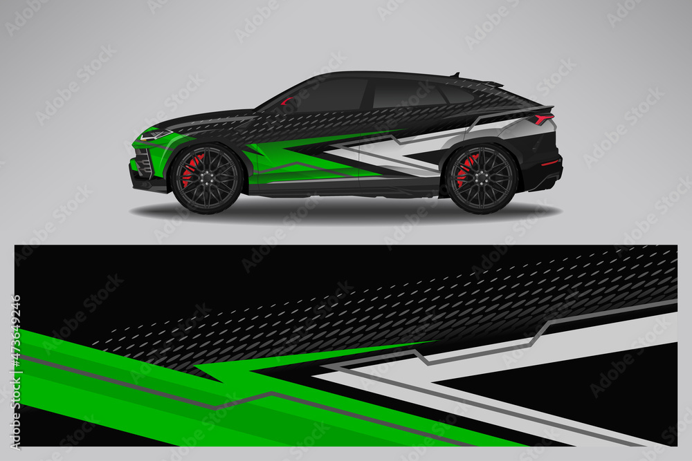 Fototapeta Vintage i Retro Car wrap design race livery vehicle vector ...