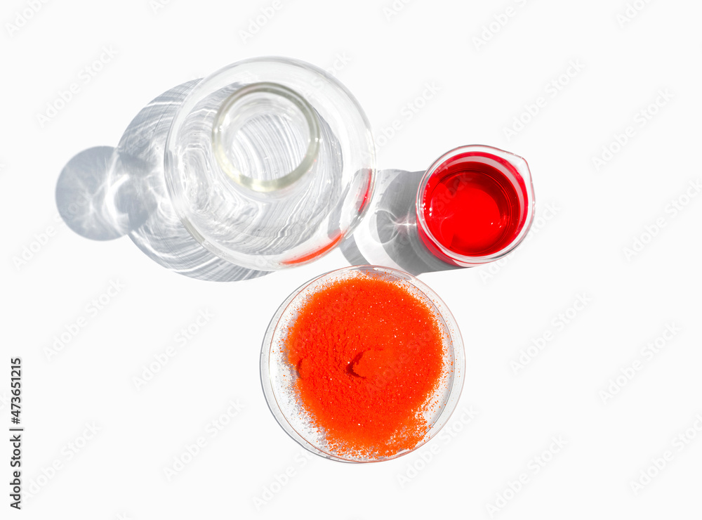 Potassium Dichromate in chemical watch glass place next to Potassium ...