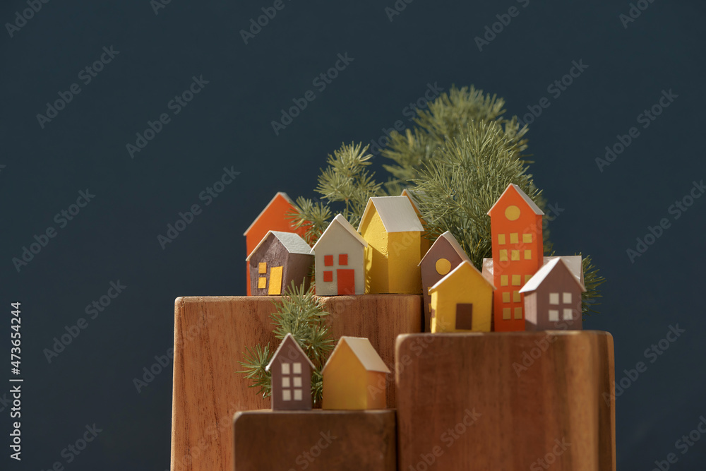 Houses from paper and a color cardboard. Stock Photo | Adobe Stock