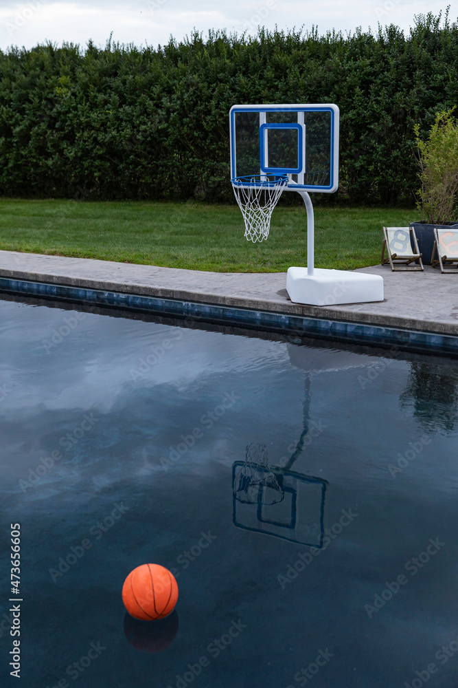 Basketball hoop at Swimming pool Stock Photo | Adobe Stock