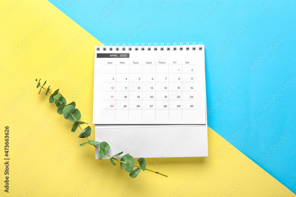 Colorful April 2022 Calendar