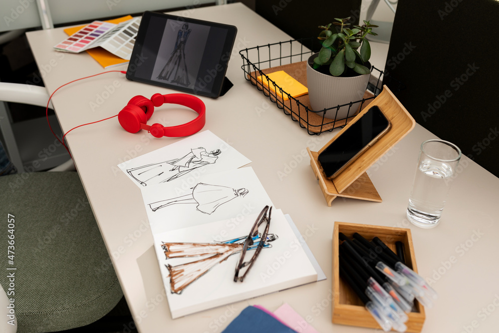 Fashion designer desk Stock Photo | Adobe Stock