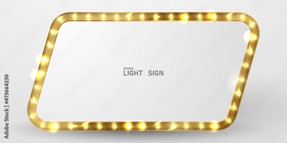 Vector illustration of a light frame, a light sign, a festival, an ...