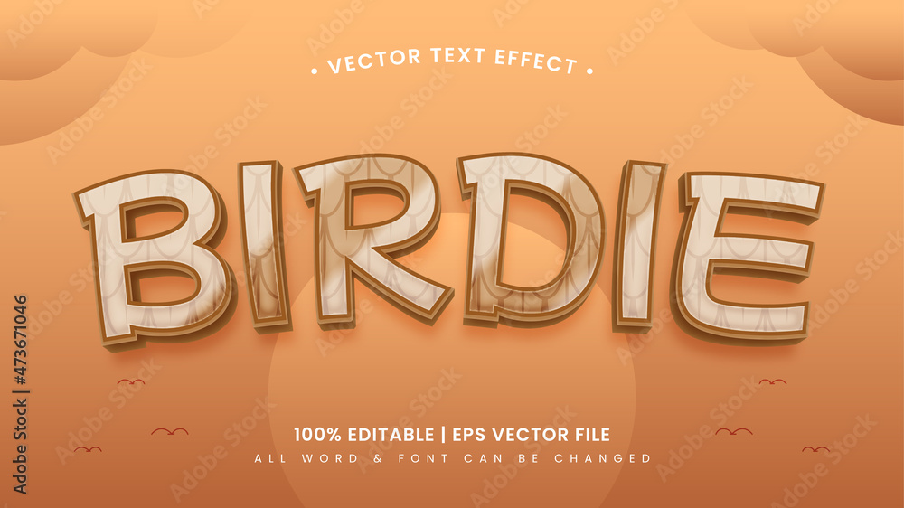 Birdie playful 3d text style effect. Editable illustrator text style ...
