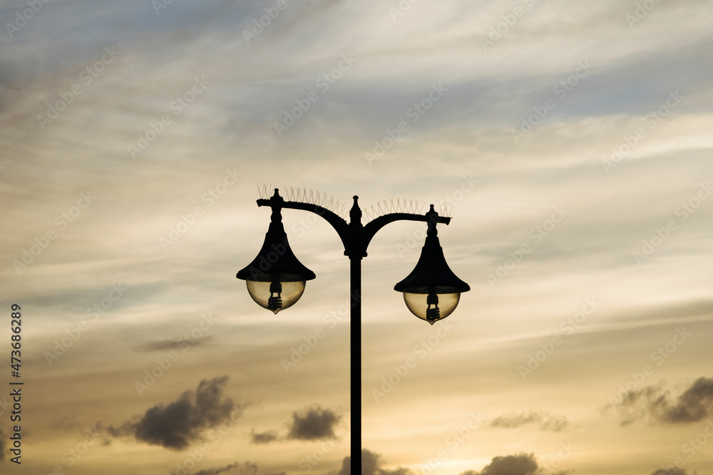 VIntage streetlights on dark street Stock Photo | Adobe Stock