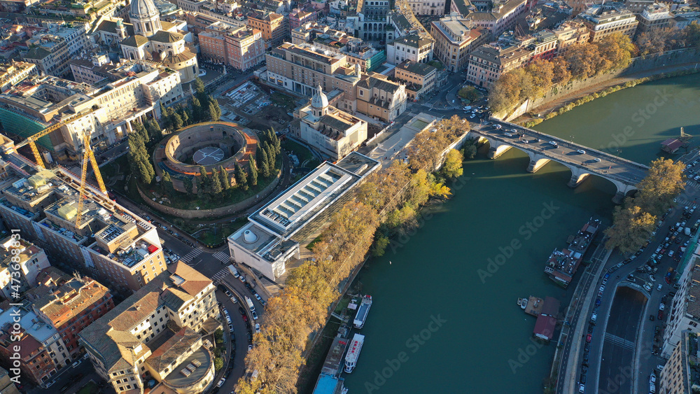 Aerial drone photo of iconic Mausoleum of Augustus - remains of Roman ...