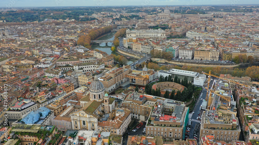 Aerial drone photo of iconic Mausoleum of Augustus - remains of Roman ...