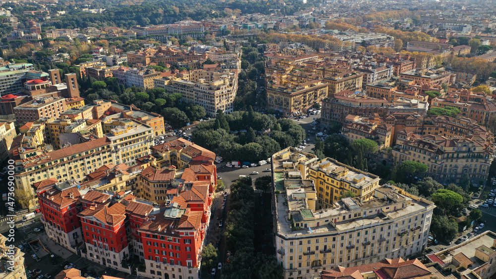 Foto de Aerial drone photo of iconic Piazza Mazzini or Mazzini square ...