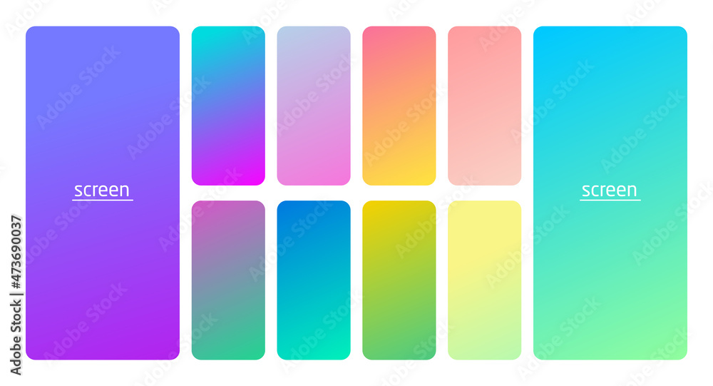 Pastel gradient smooth and soft vibrant color background set. Devices ...
