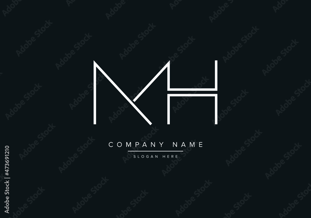 MH monogram initials letter logo concept. MH HM line art logo Stock ...