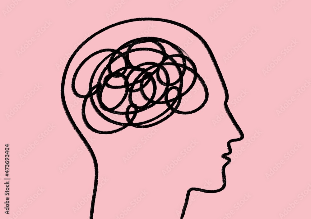 Mental health problems on head illustration Stock Photo | Adobe Stock