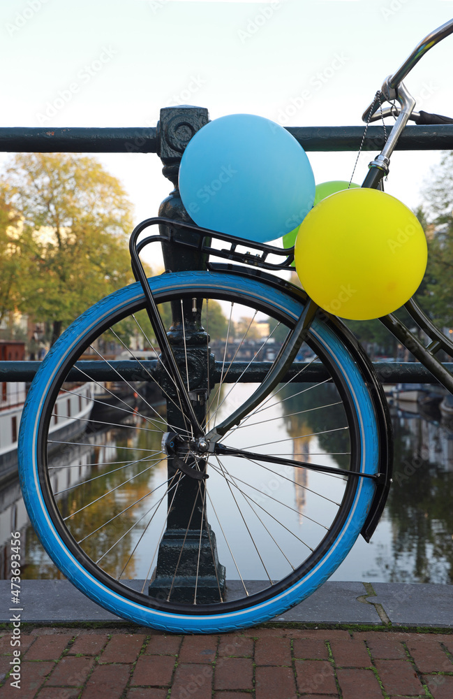 bicycle with balloons Stock Photo | Adobe Stock