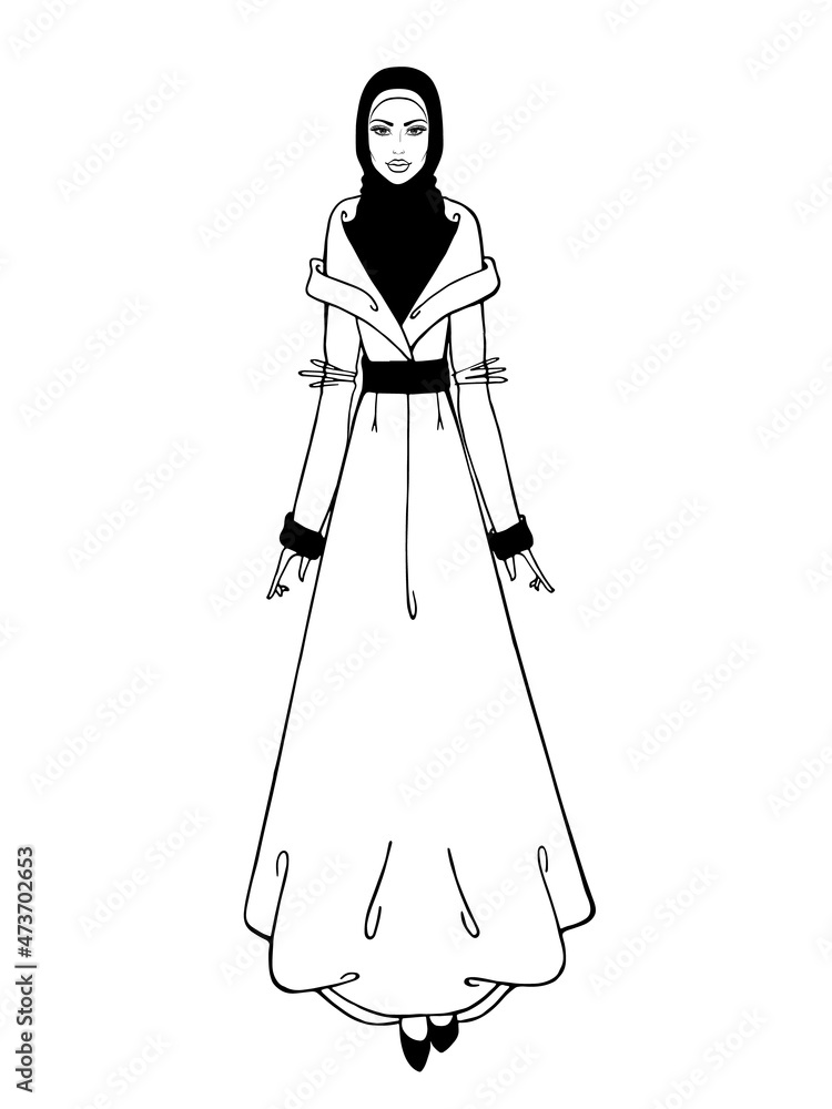 Hijab. Beautiful muslim woman in hijab with a pattern. Islamic lady in ...