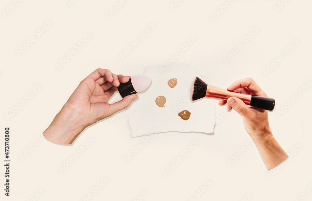Different types of Foundation makeup applicators Stock Photo | Adobe Stock