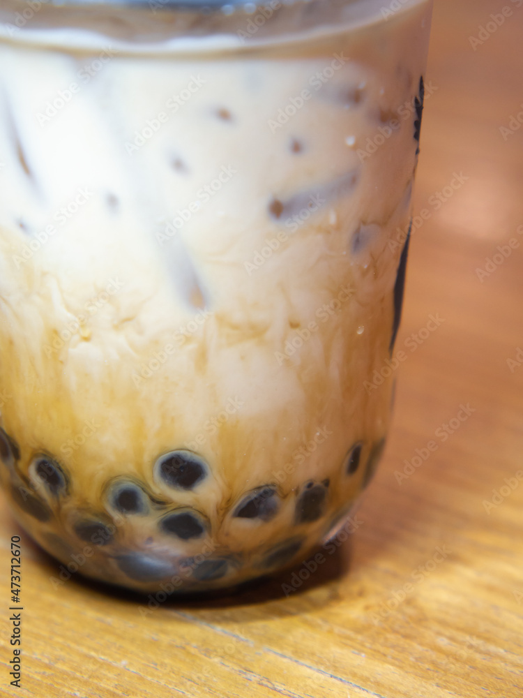 Iced bubble tea for ready-to-drink in plastic cup. Stock Photo | Adobe ...