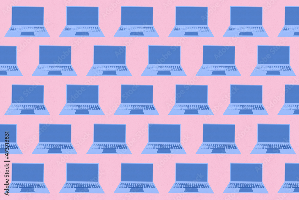 Laptop computers pattern illustration on pink background Stock Photo ...