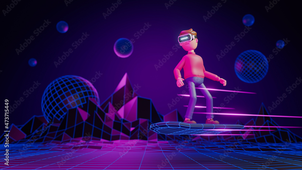 Metaverse technology future concept. VR virtual digital reality cyber ...