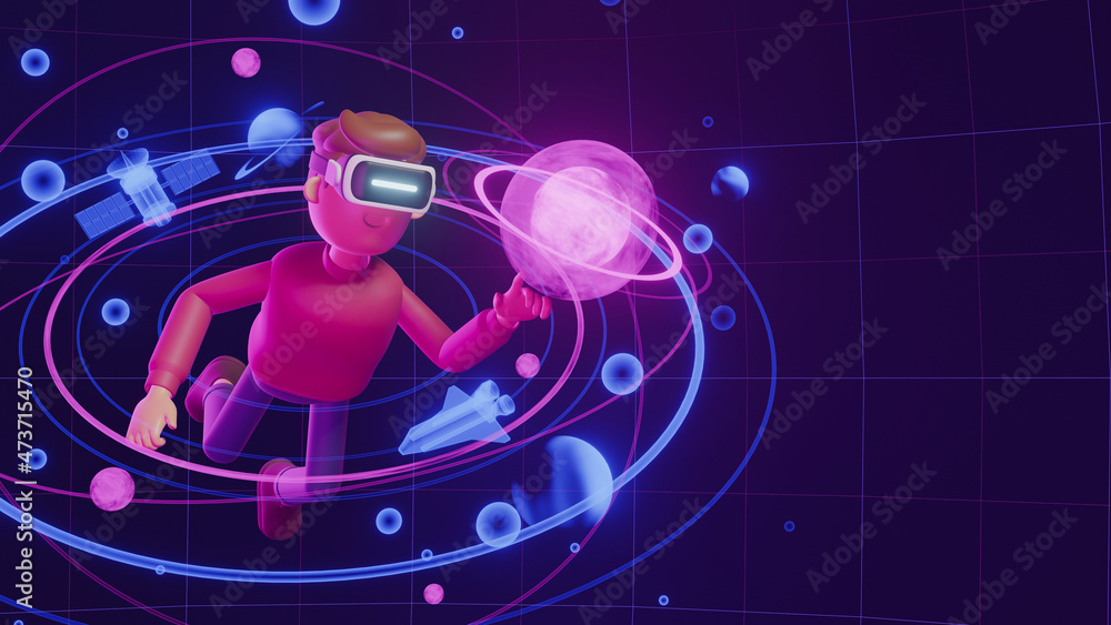 Metaverse technology future concept. VR virtual digital reality cyber metaverse simulation ...