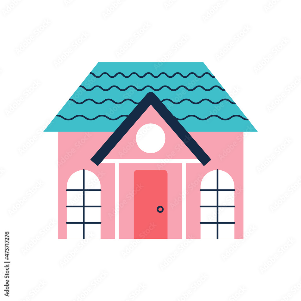 Cute pink house. Vector cartoon flat illustration Stock Vector | Adobe ...
