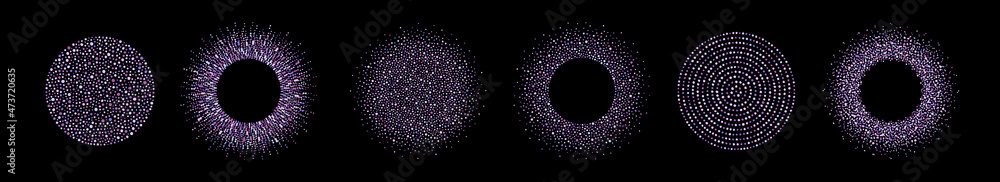 Purple, violet round backgrounds, frames big set, collection. Circle ...