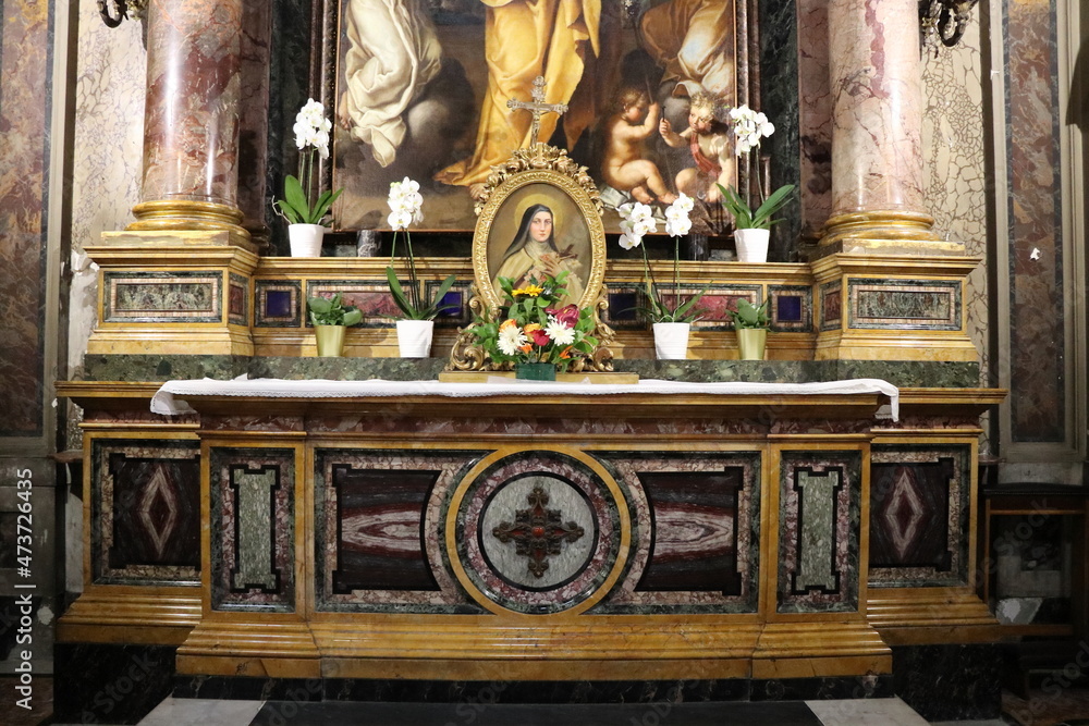 Marble Altar with Framed Picture of Saint Thérèse of Liseux at the Sant ...