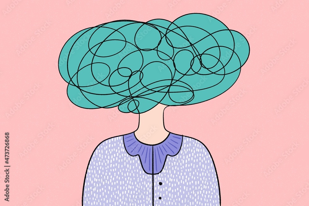 Mental health overthinking problems illustration Stock Photo | Adobe Stock