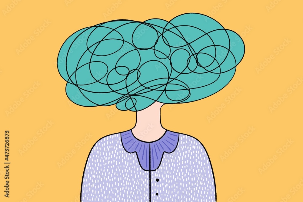 Mental health overthinking problems illustration Stock Photo | Adobe Stock
