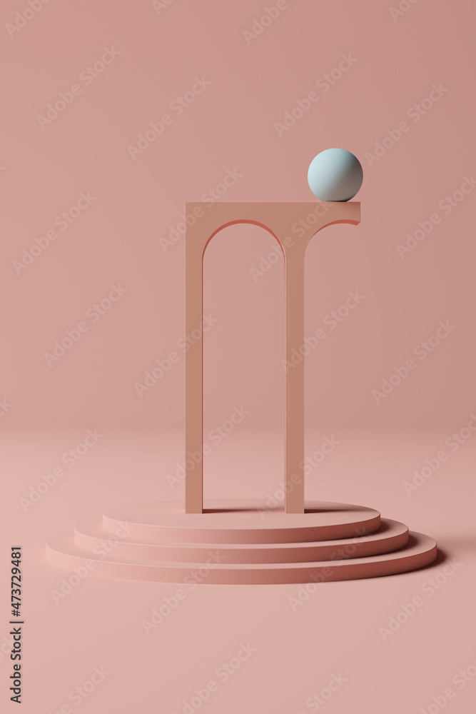 Abstract pale orange arch With Stairs Stock Photo | Adobe Stock