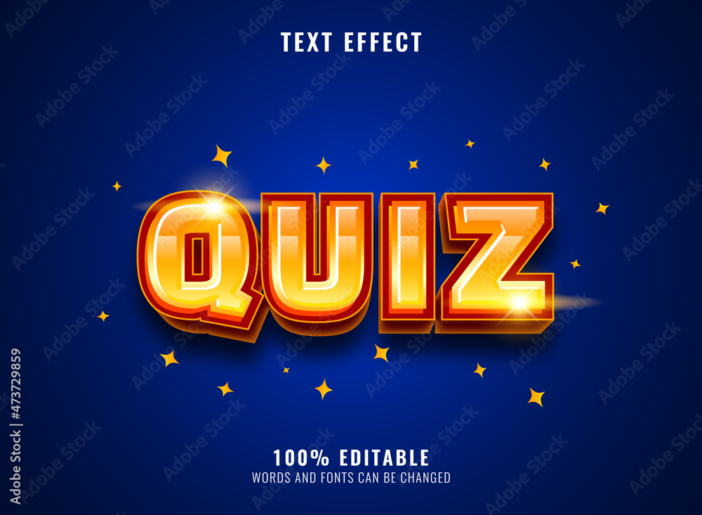 golden quiz text effect Stock Vector | Adobe Stock