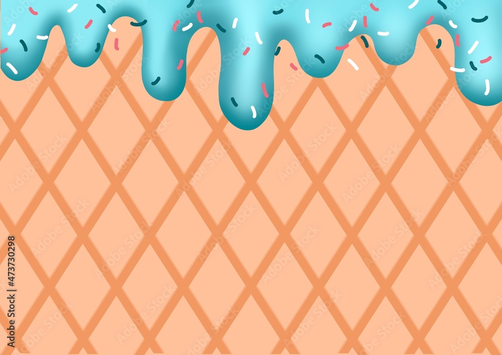 Waffle horizontal background. Ice cream cup texture. Ice cream ...