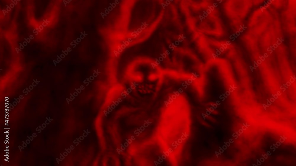 Evil demon looks at hut and growls. Creepy 2D animation. Scary monster ...